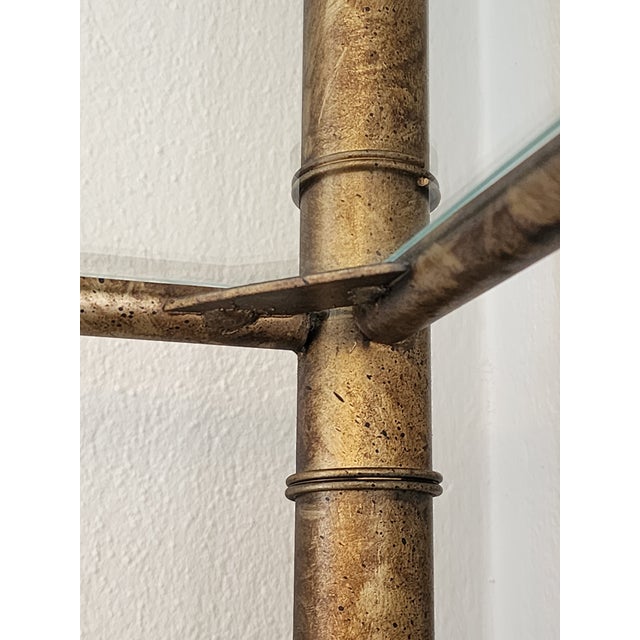 Mid 20th Century Vintage Faux Bamboo Gold Tone Metal Frame Glass 6 Tier ...