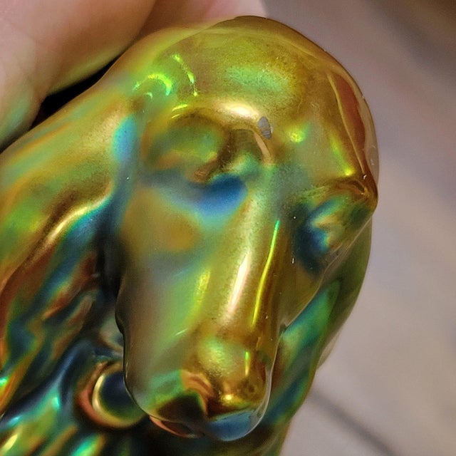 1980s Zsolnay Eosin Dog Cocker Spaniel Green Bronze Hungarian Art ...