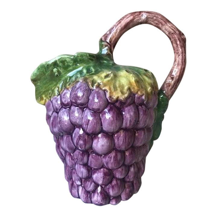 Kitchen & Dining 80s White Ceramic Grape Print Small Pitcher Drink ...