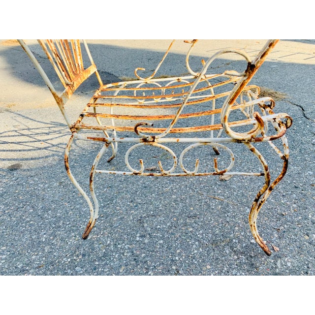 French Vintage Forged Iron Arm Chair | Chairish