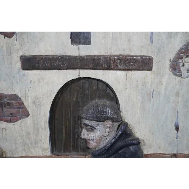 Carl Christian Abel - San Diego Mission Scene - Painted Wood Carving C ...