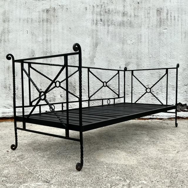 Vintage Neoclassical Twisted Wrought Iron Sofa | Chairish