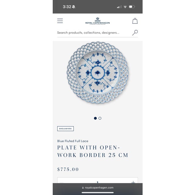 1980s Royal Copenhagen Blue Fluted Full Lace Open Work Plate 1098 ...