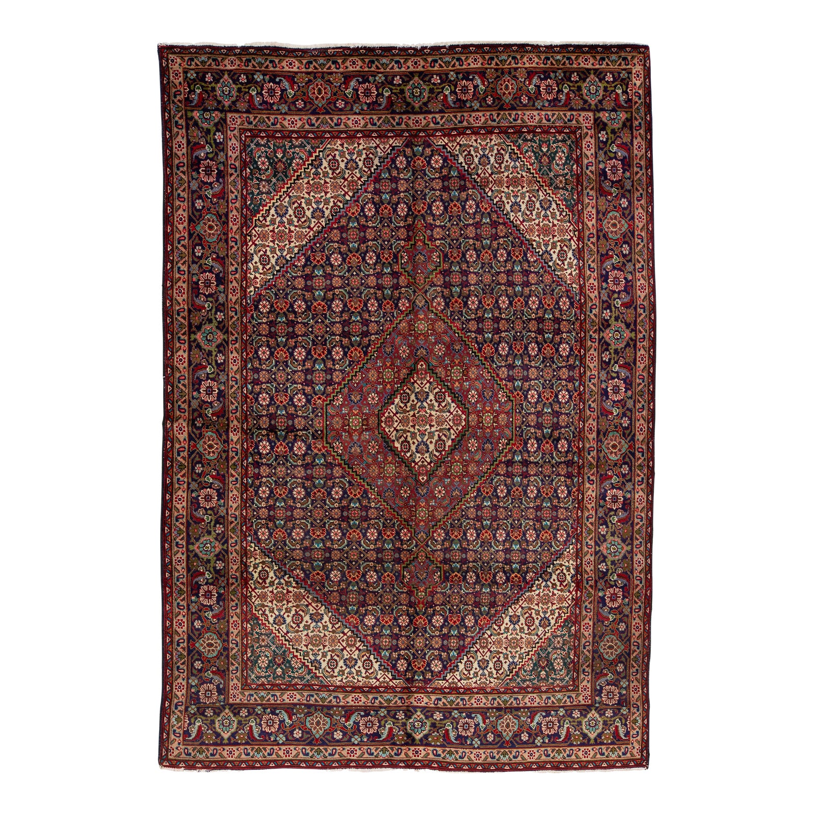 Handmade Room Size Vintage Tabriz Wool Rug With Allover Multicolor ...