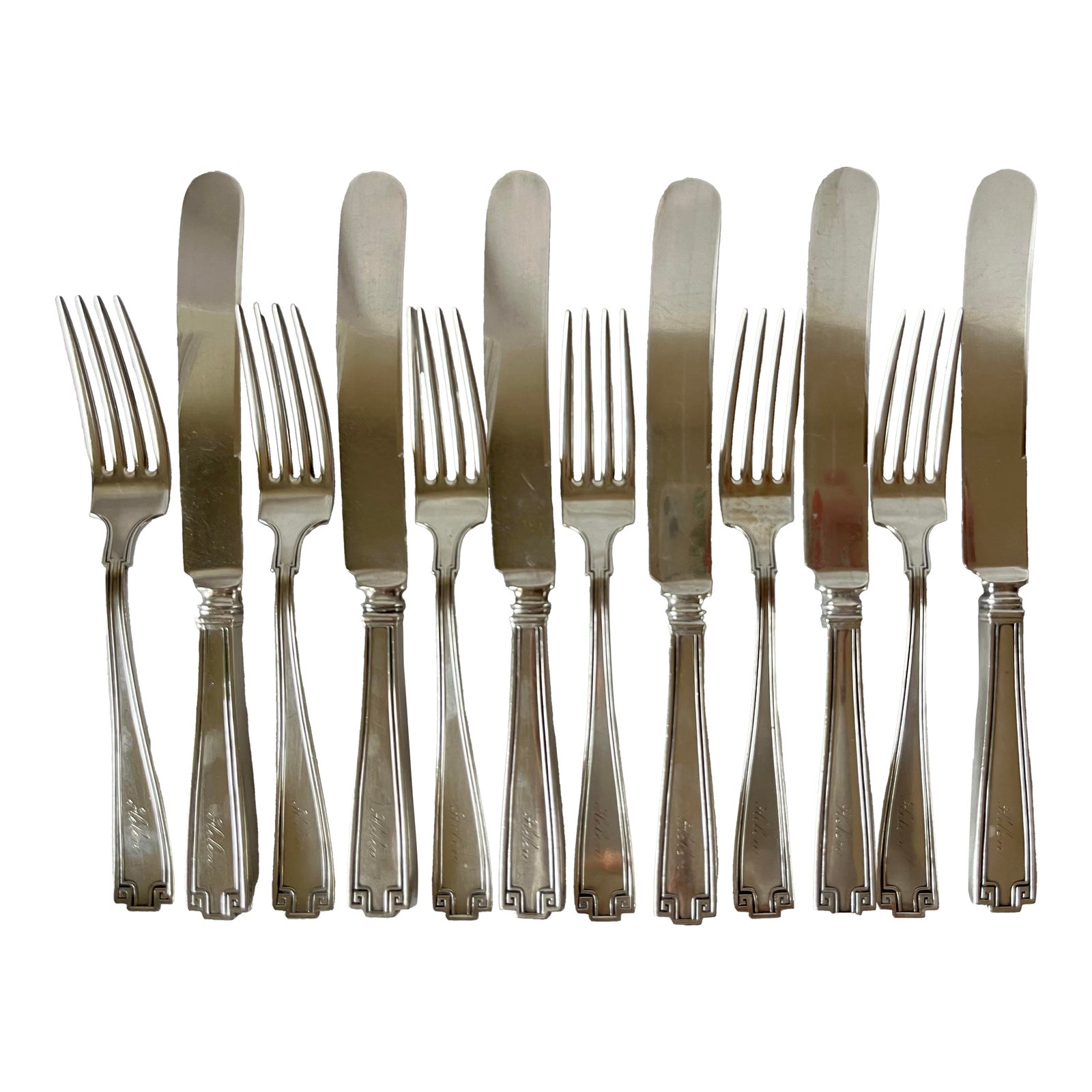 Vintage Sterling Silver Flatware Set – 12-Piece Knife and Fork Set ...