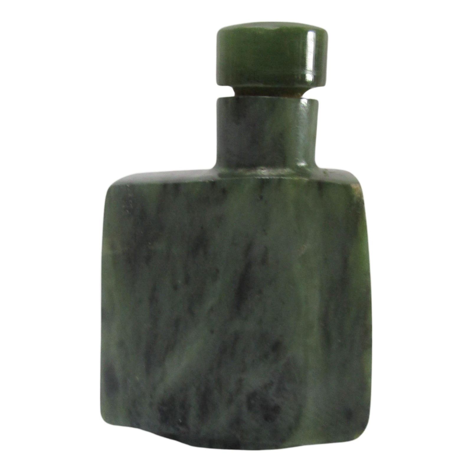 19th Century Squared Spinach Jade Snuff Bottle with Unique Design ...