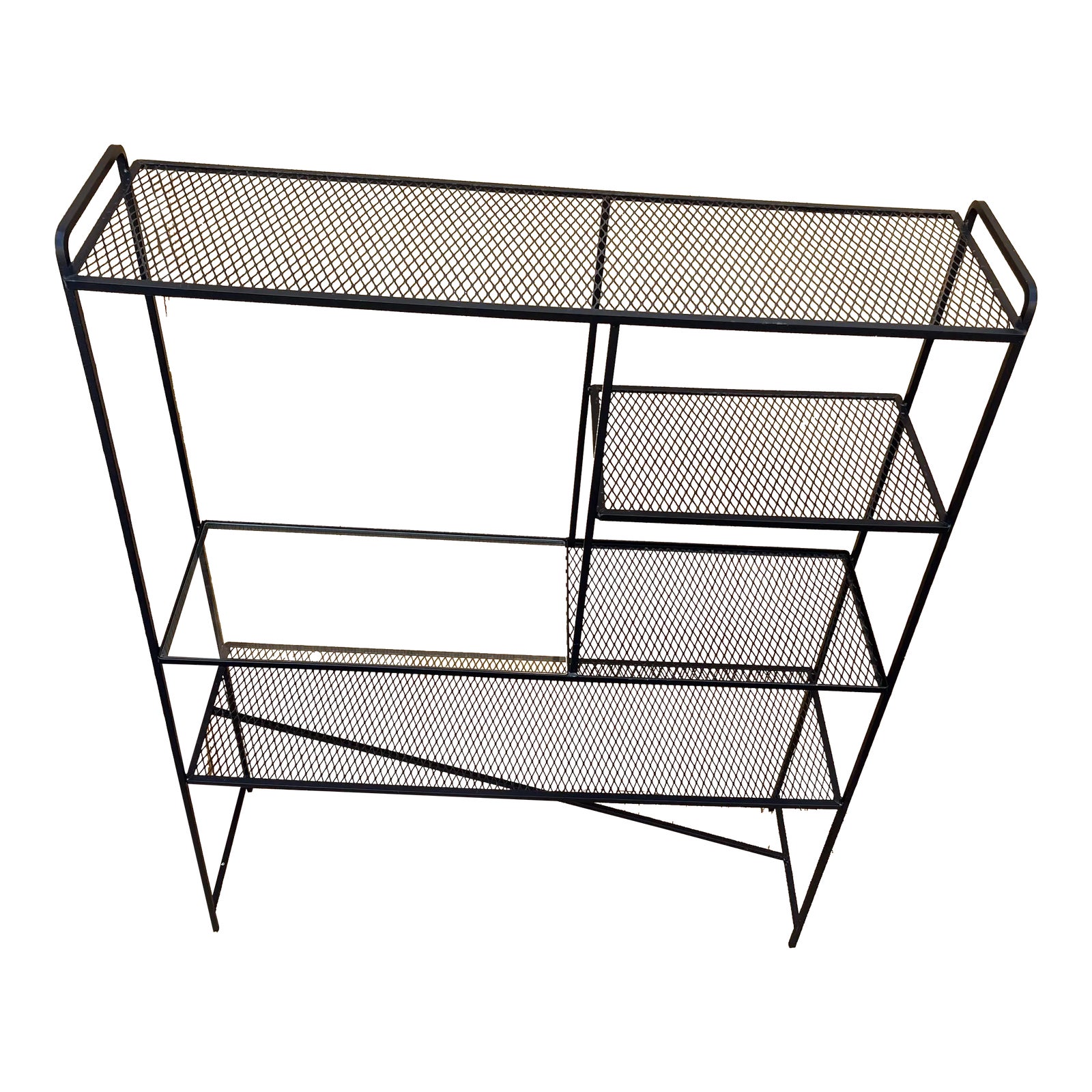 1950’s Vintage Freda Diamond Iron Mesh Etagere Shelf | Chairish