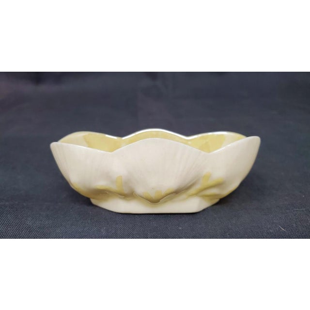Vintage Belleek White Shell Open Salt Dip - Yellow Inside - 3-1/8" Long ...