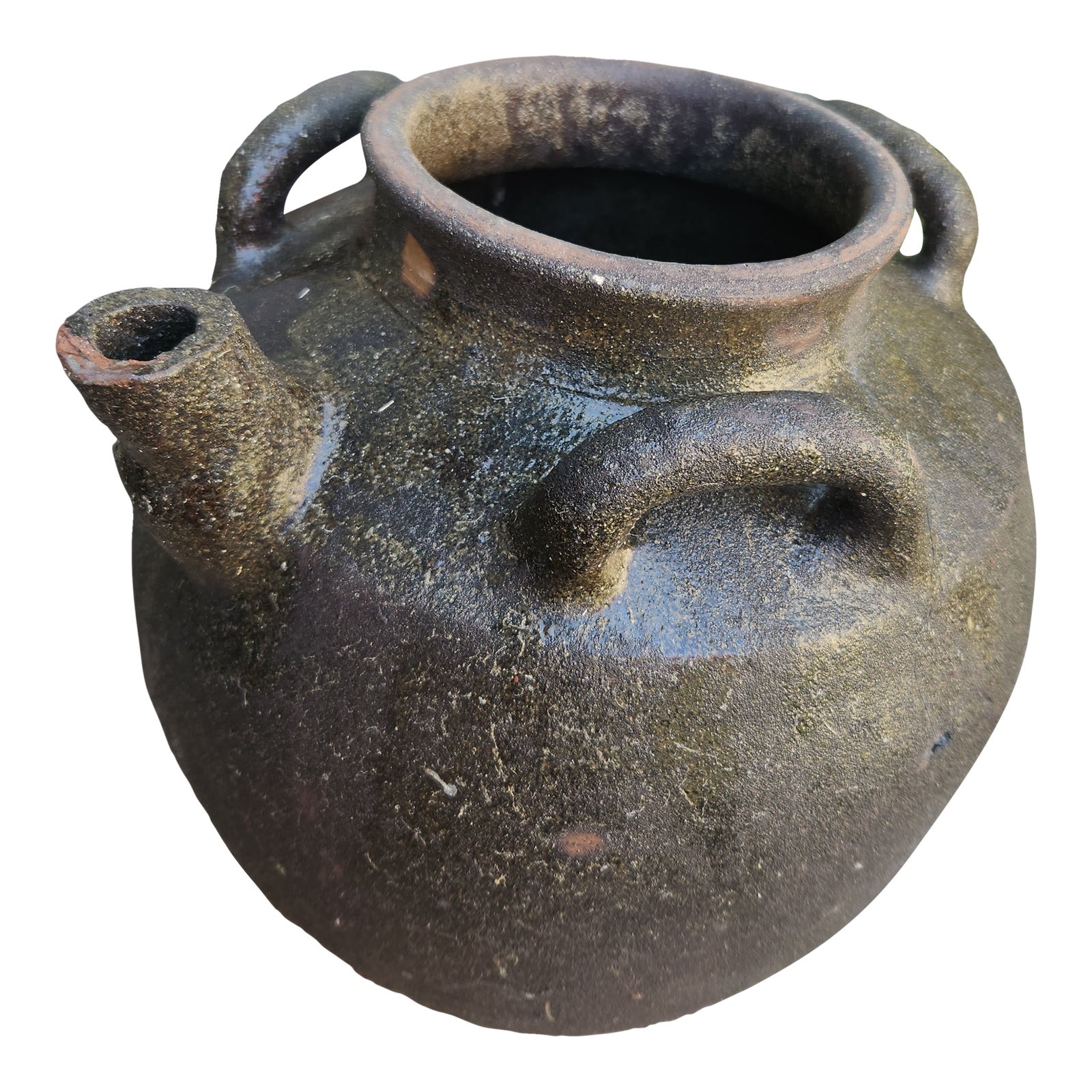 Antique Modern Farmhouse Stoneware Vase With Spout | Chairish