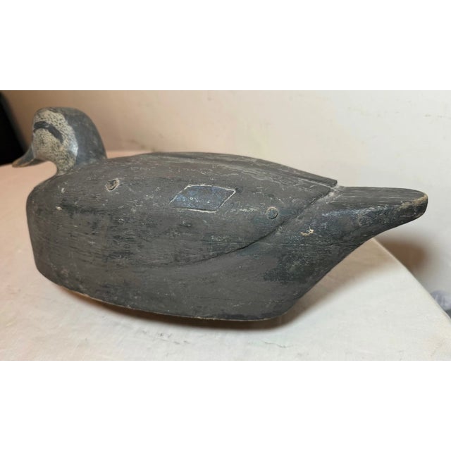 Large Antique Hand Carved Wood Folk Art Bluebill Drake Duck Decoy Bird ...