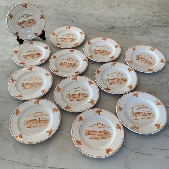 Vietri Bramasole Cream and Burnt Orange Dinner Plates, Made in Italy ...
