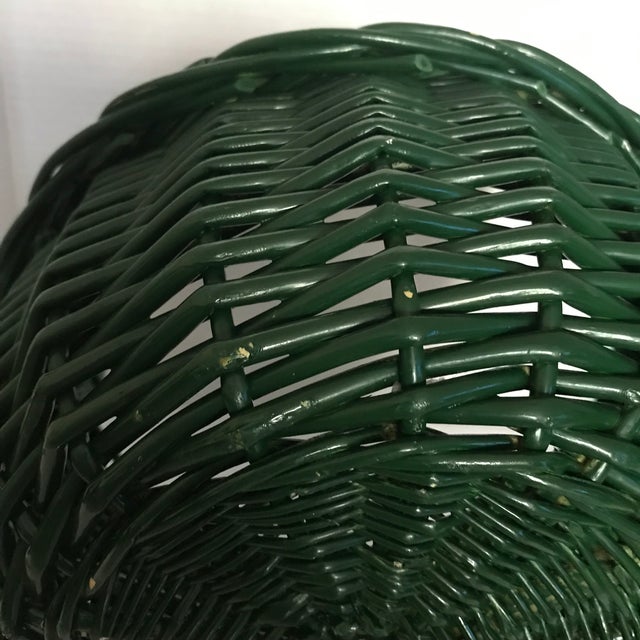 Vintage Green Wicker Basket | Chairish