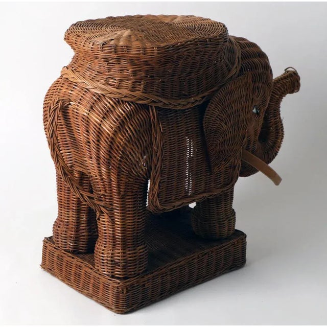 Peddle Cane Rattan Elephants Side Table, France, 1960s | Chairish