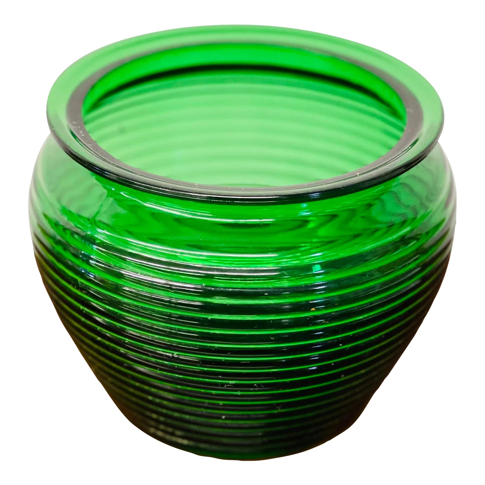 Vintage Mid-Century National Potteries Emerald Green Ribbed Glass Vase ...