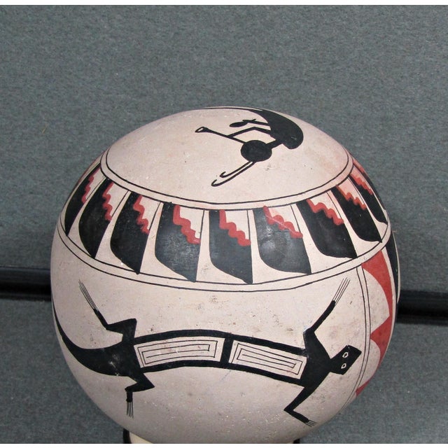 Kokopelli & Lizard Spherical “Seed Pot” by Jose Lucano Southwest Art ...
