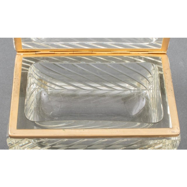 Mid-C. Modern Gilt Metal Cut Crystal Hinged Casket | Chairish