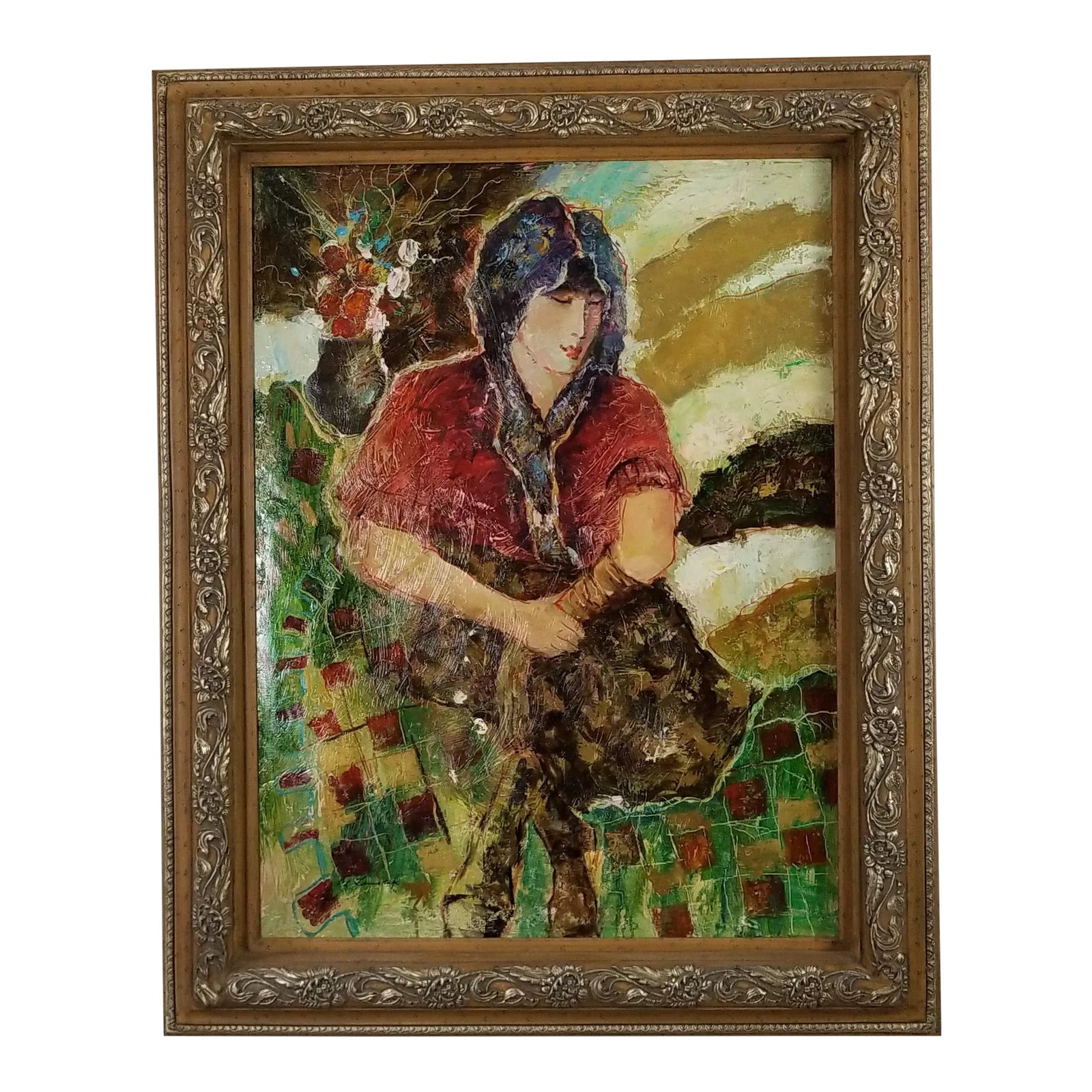 Vintage Carmen Rick Figurative Abstract Painting | Chairish