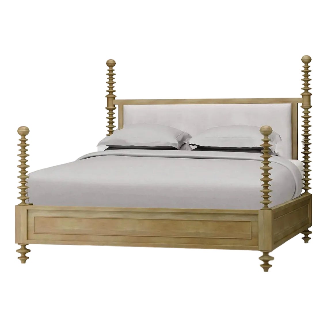 Bobbin Post King Bed in Fruitwood Finish | Chairish