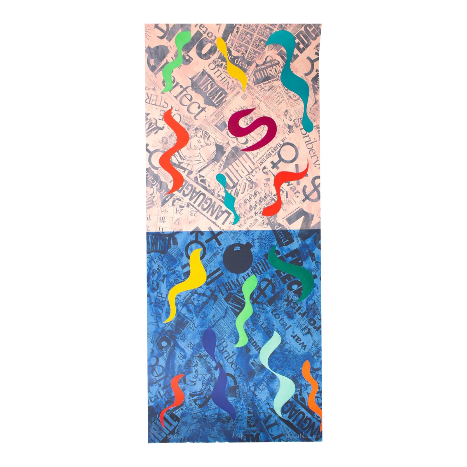 1993 “Sea Level” Lithograph and Collage Signed by Richard Kalina | Chairish