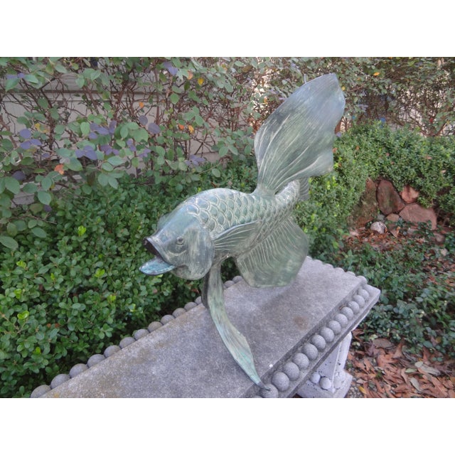 Japanese Bronze Koi Fish Sculpture | Chairish