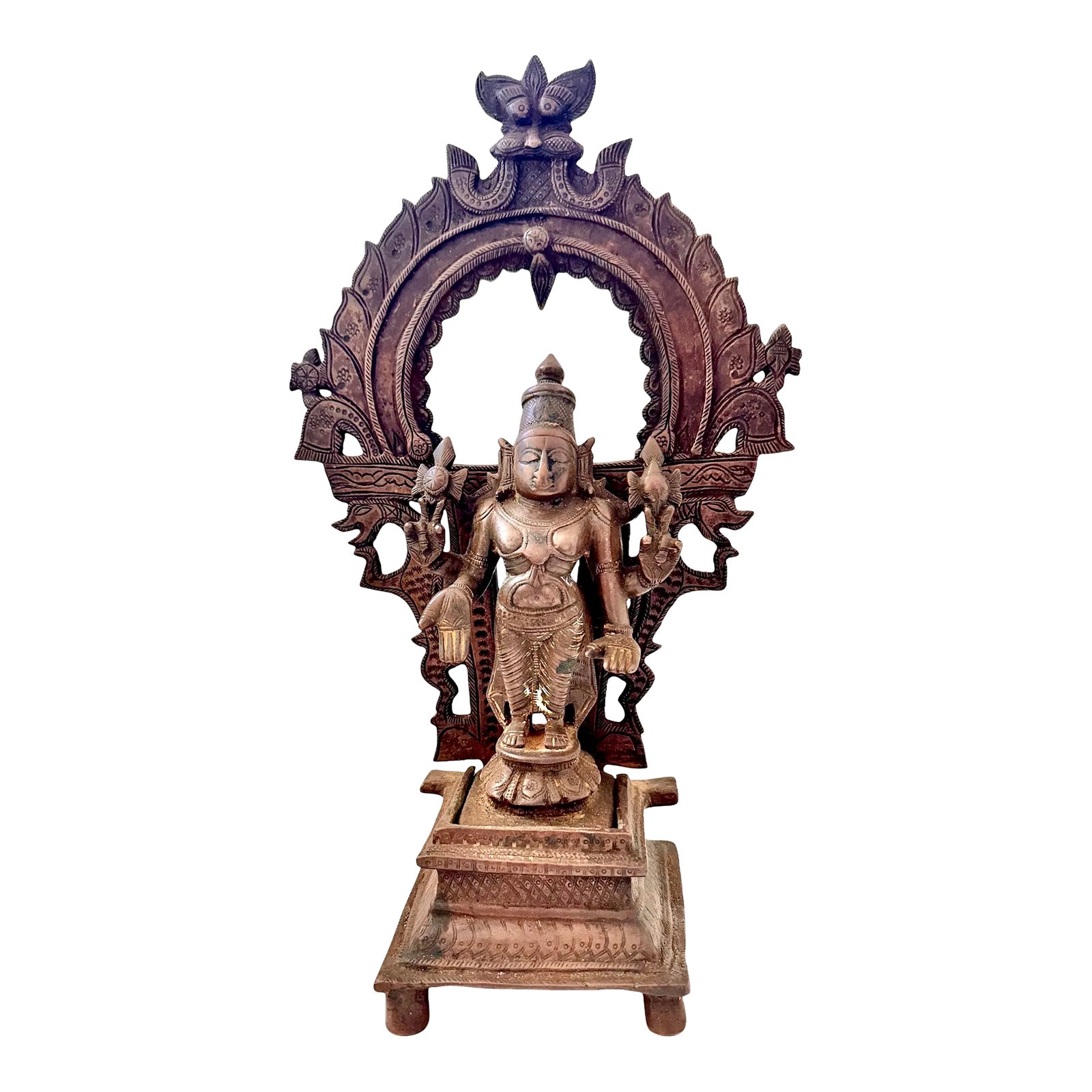 19th Century India Chola Style Vishnu Hindu Copper Alloy Statue Indian ...