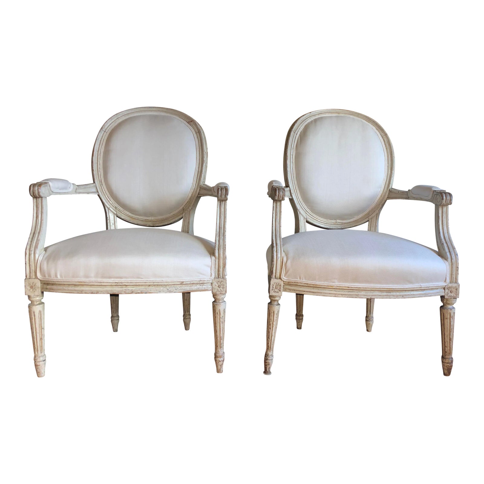 Antique French Louis XVI Fauteuil Arm Chairs - a Pair | Chairish