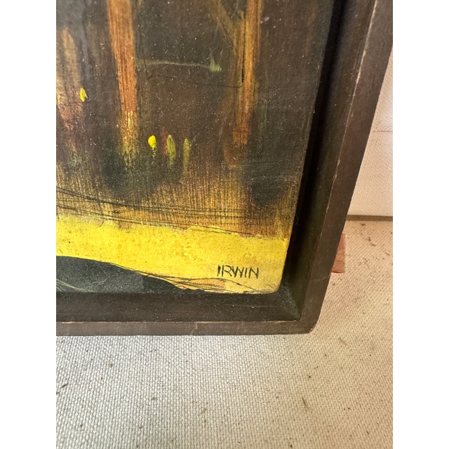 1970s Small Mid-Century Style Painted Signed Irwin, Framed | Chairish