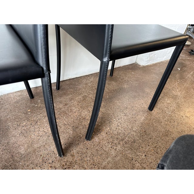 Calligaris Black Italian Leather Dining Chairs - S/6 | Chairish