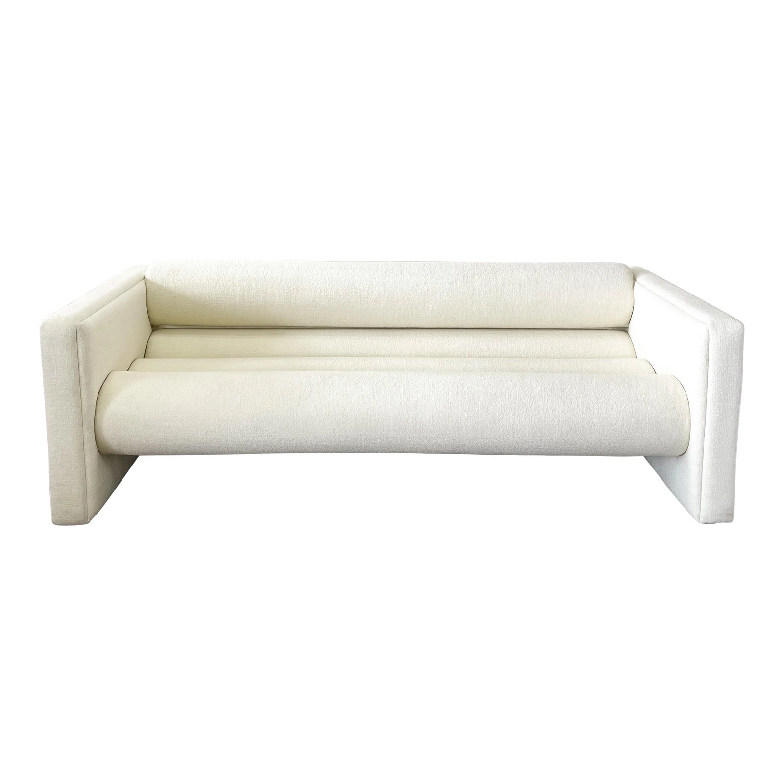 Vintage Postmodern Boucle Bolster Sofa | Chairish