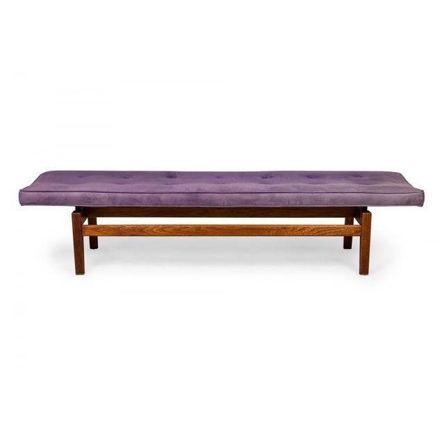 Jens Risom Danish Mid-Century Purple Tufted Velour and Wood Floating ...