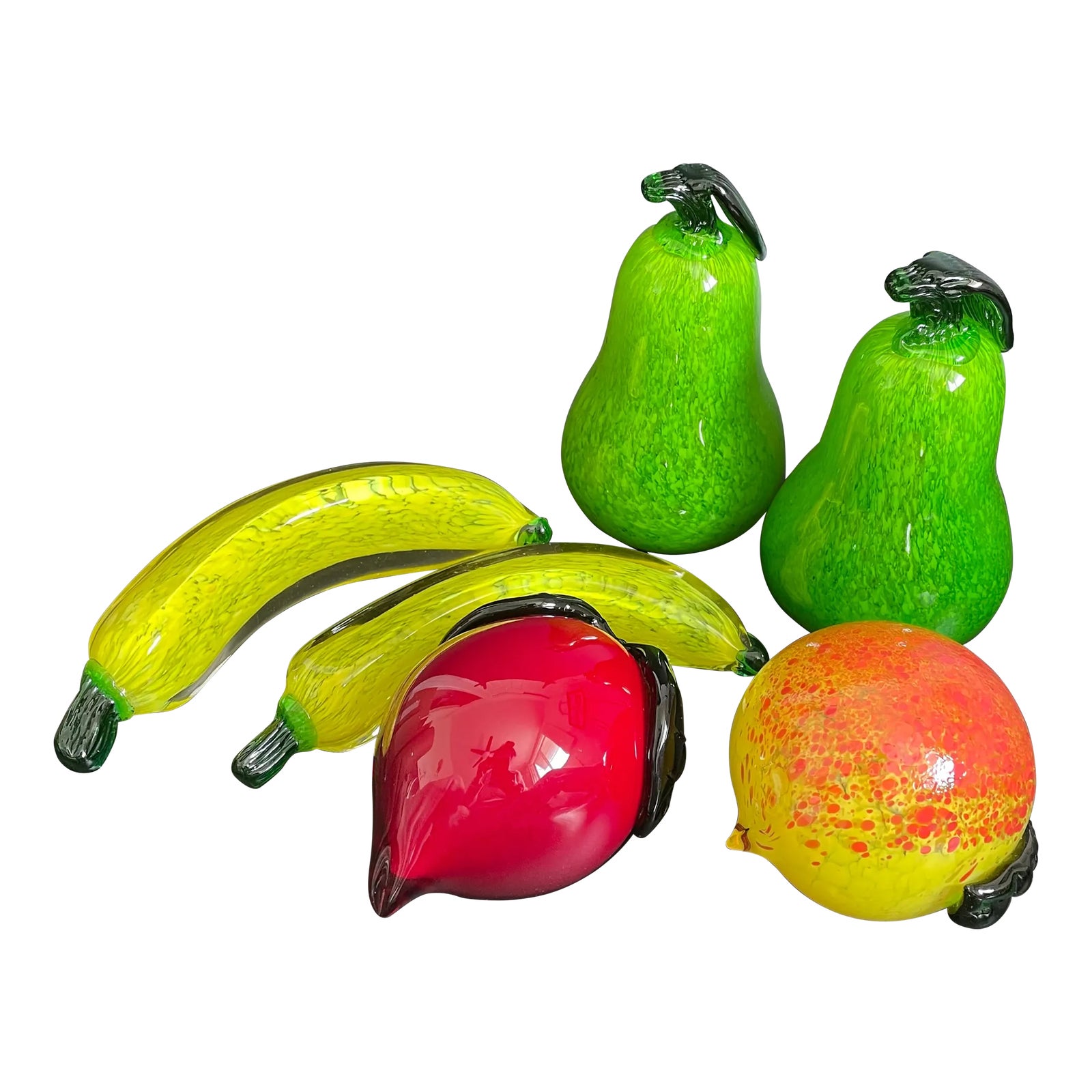 Vintage Italian Murano Art Glass Fruits - Set of 6 | Chairish