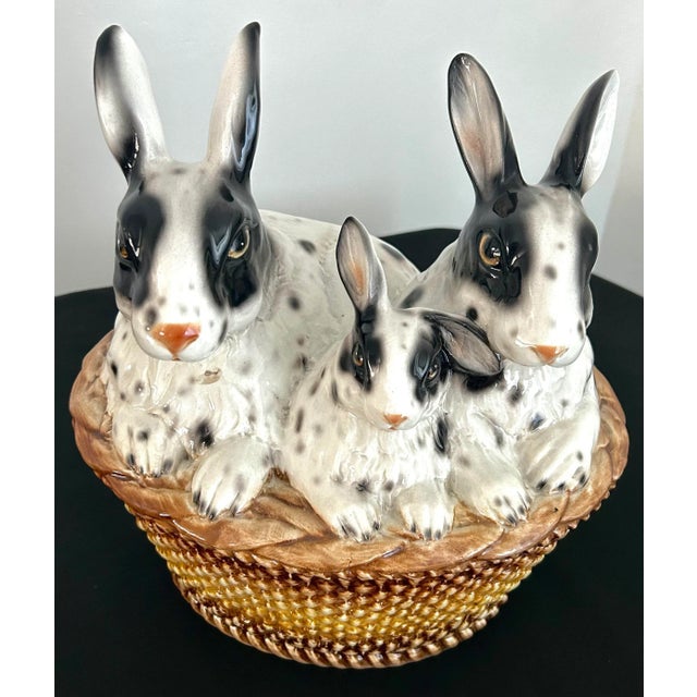 Large Vintage Gump’s Italian Porcelain Family of Rabbits Centerpiece ...