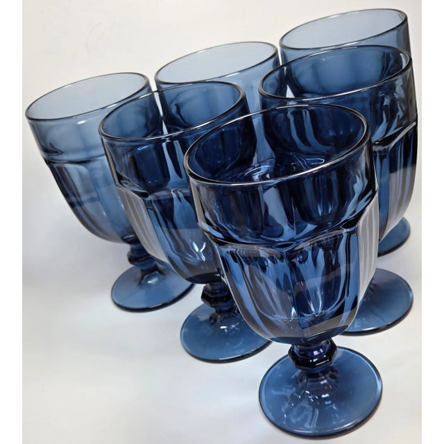 Deep Sapphire Blue Goblets- Set of Six | Chairish