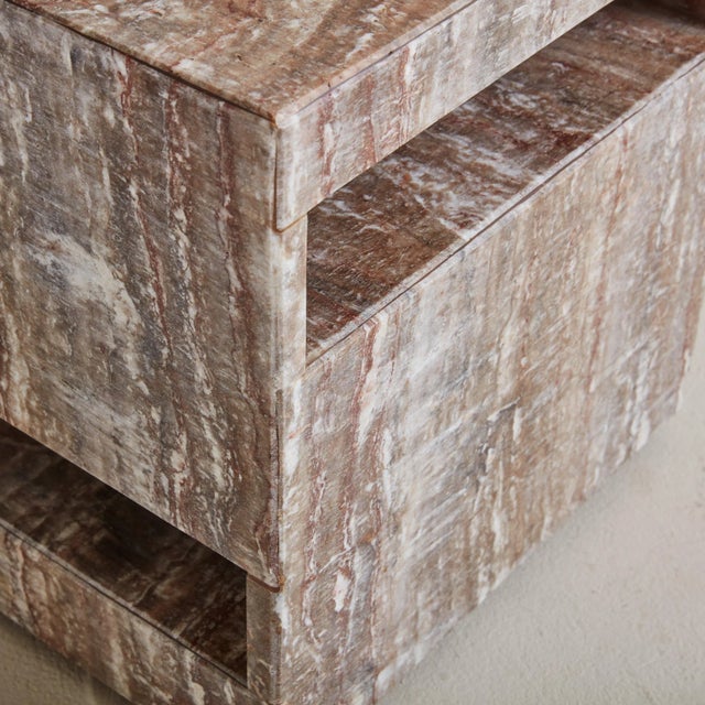 Modern Grey Marble Side Table with Wheels, 1970s | Chairish