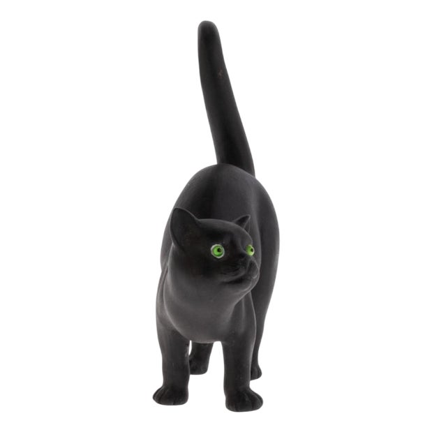 Wedgwood Black and Basalt Jasperware Glass-Eyed Cat Figure by Ernest ...