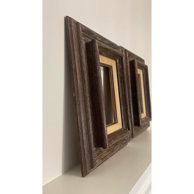 Rustic European Brown Solid Wood Grain White Washed Frames, a Pair ...