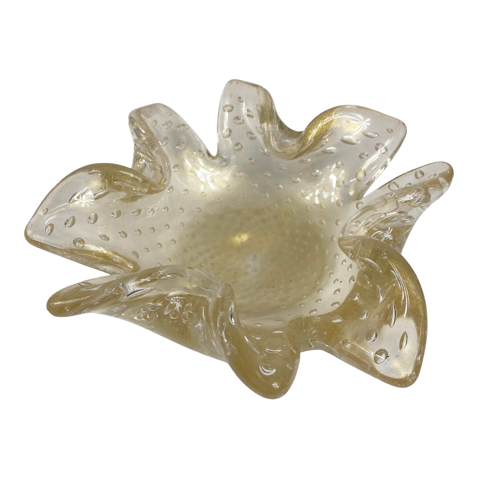 Murano Gold Glass Ashtray | Chairish