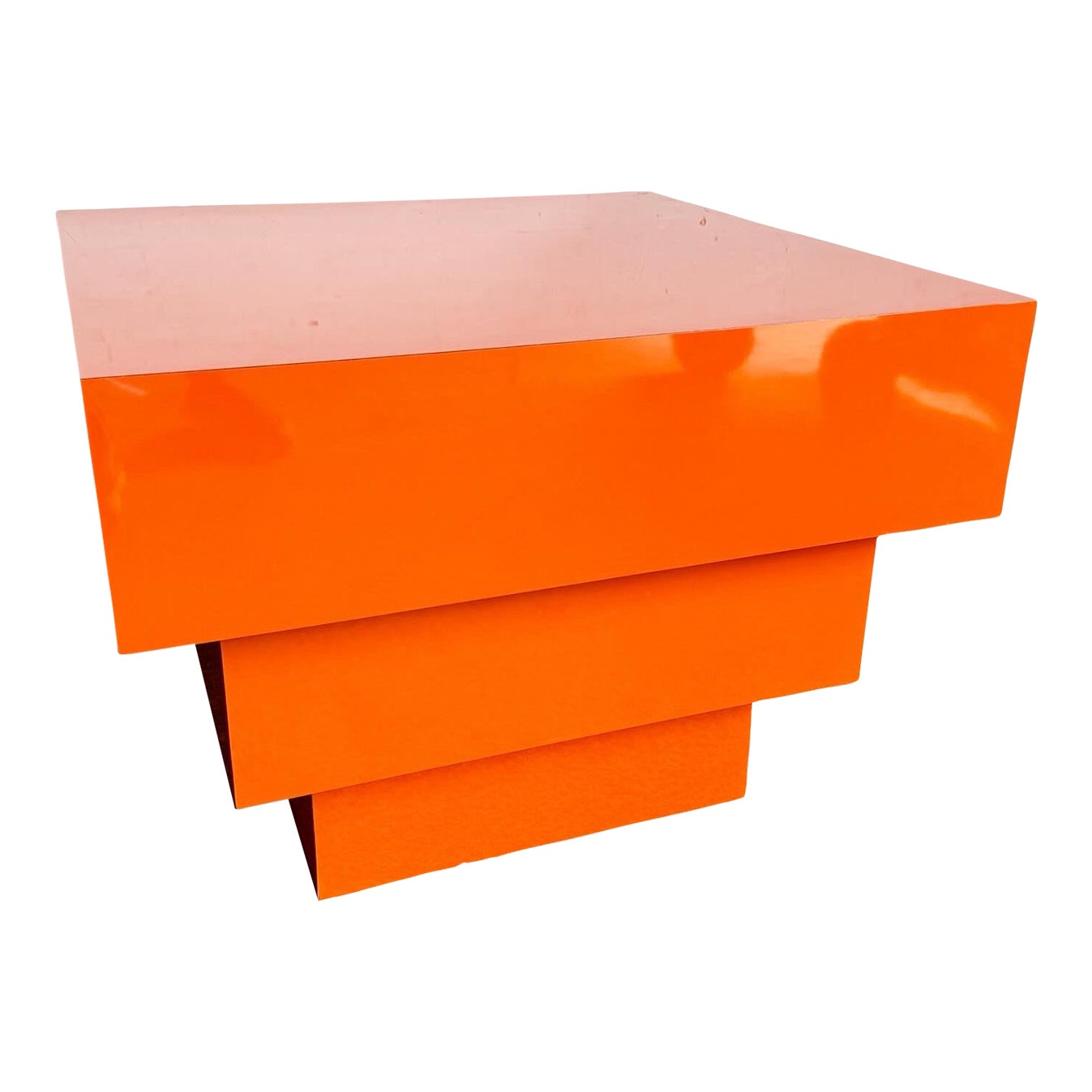 Postmodern Stacked Orange Lacquer Laminate Coffee Table | Chairish