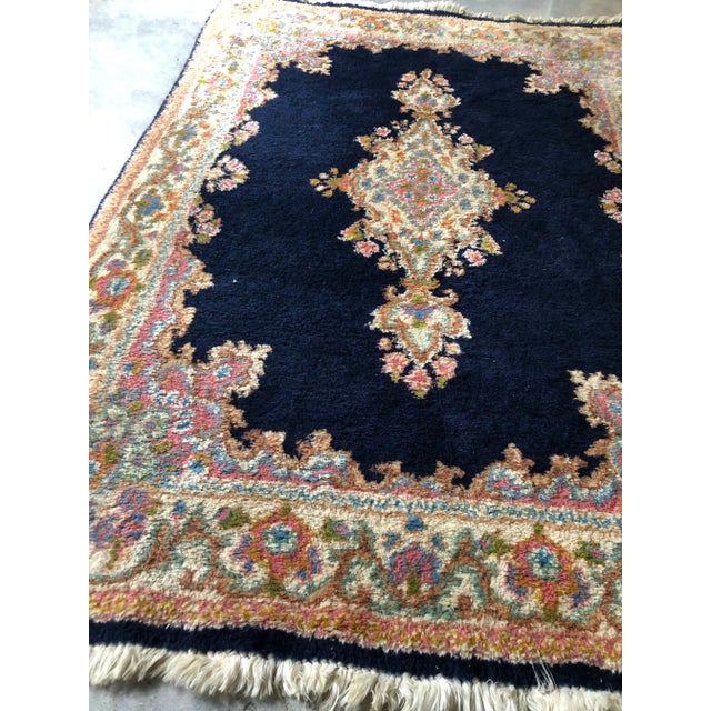 Kerman Blue and Pink Semi Antique Persian Rug | Chairish