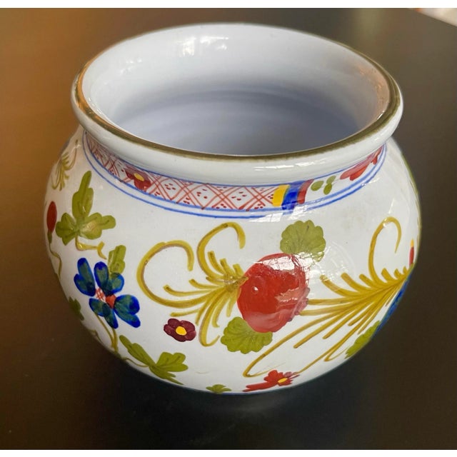 Italian Faience Hand Painted Flower Pots, a Pair | Chairish