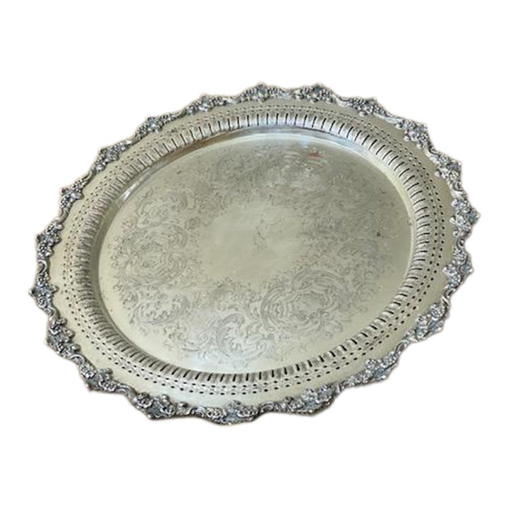 Vintage Crown Silver Company Platter/Lazy Susan | Chairish