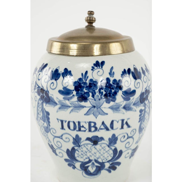 Delft Blue and White "Toeback" Tobacco Jar | Chairish