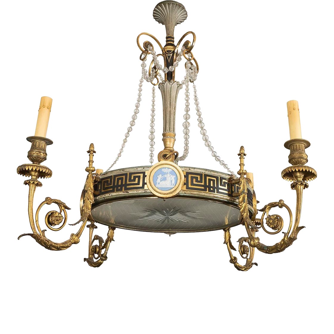 Neoclassical Motif Chandelier | Chairish
