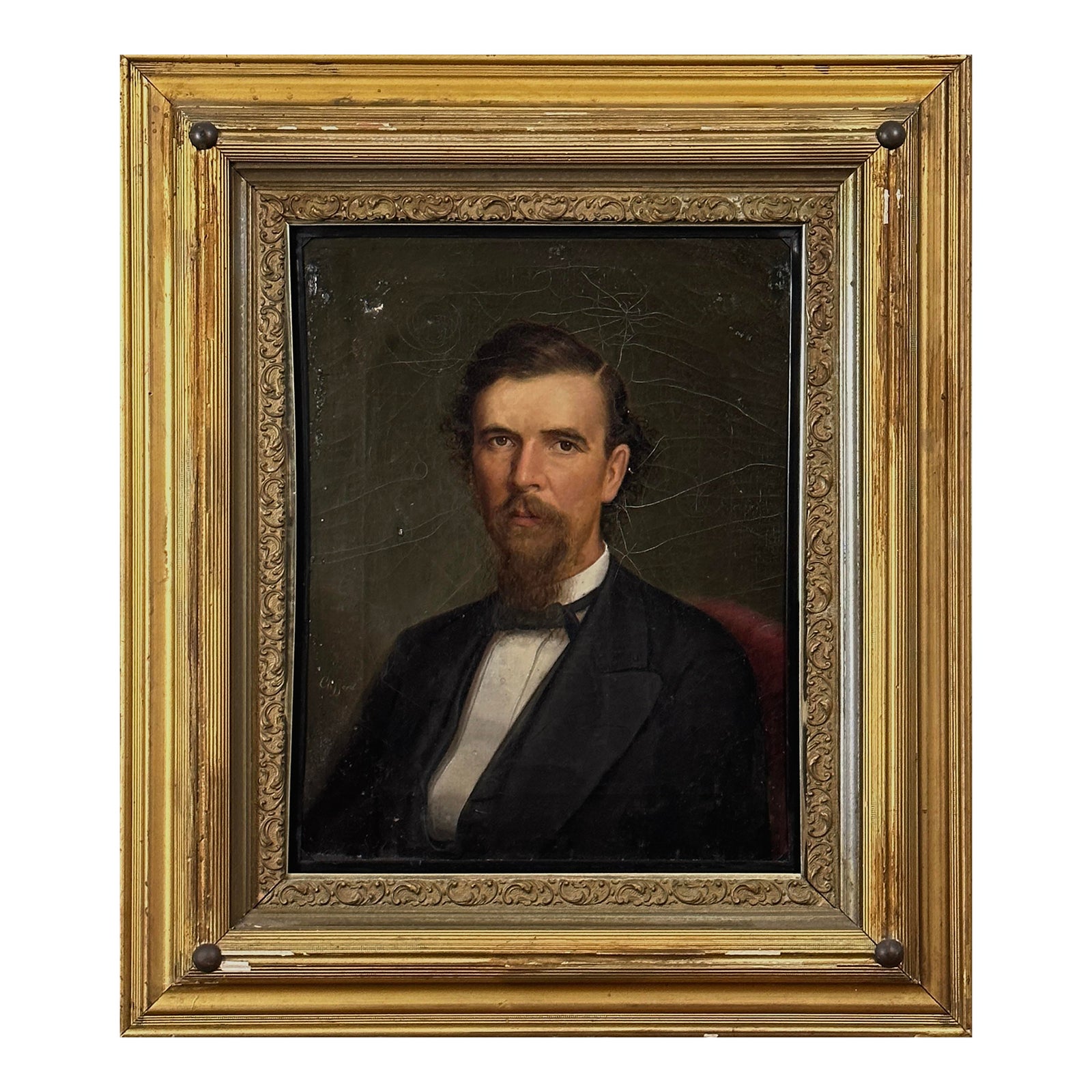 Antique 19th C. Victorian Male Portrait, Signed (Oil on Canvas) | Chairish