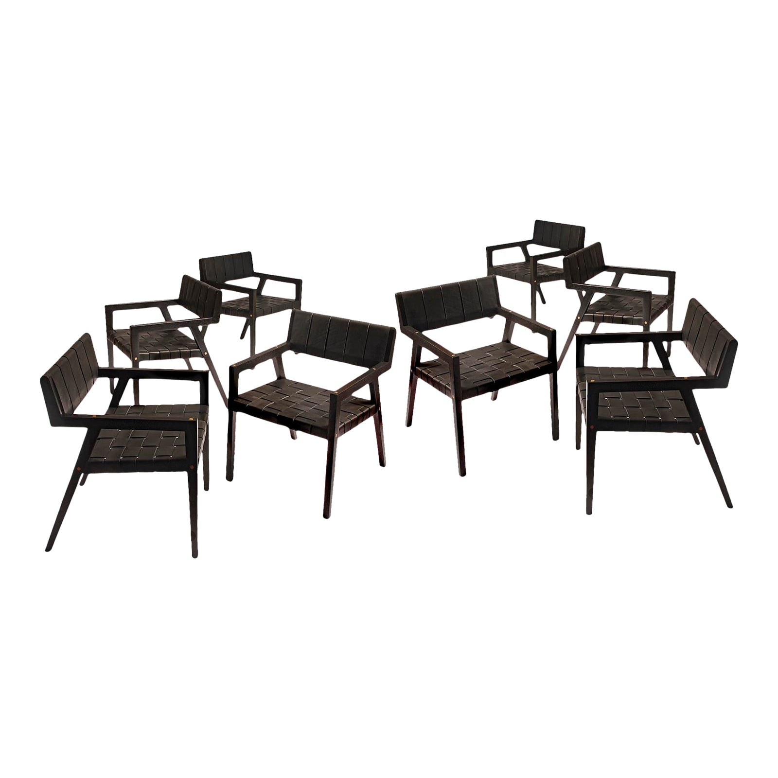 Jared Bond for BOND Design Studio Ebonized Oak Full Grain Leather Woven ...