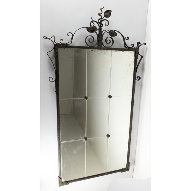 20th Century Blacksmith Hand Wrought Iron Wall Mirror | Chairish