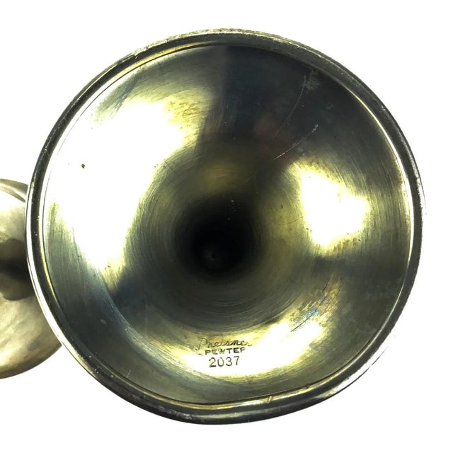 Vintage Pair of Preisner Pewter Wine Goblets 2037 | Chairish