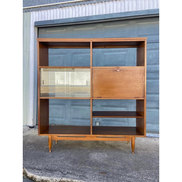 Mid Century Two-Sided Bookcase Étagère and Room Divider With Glass ...