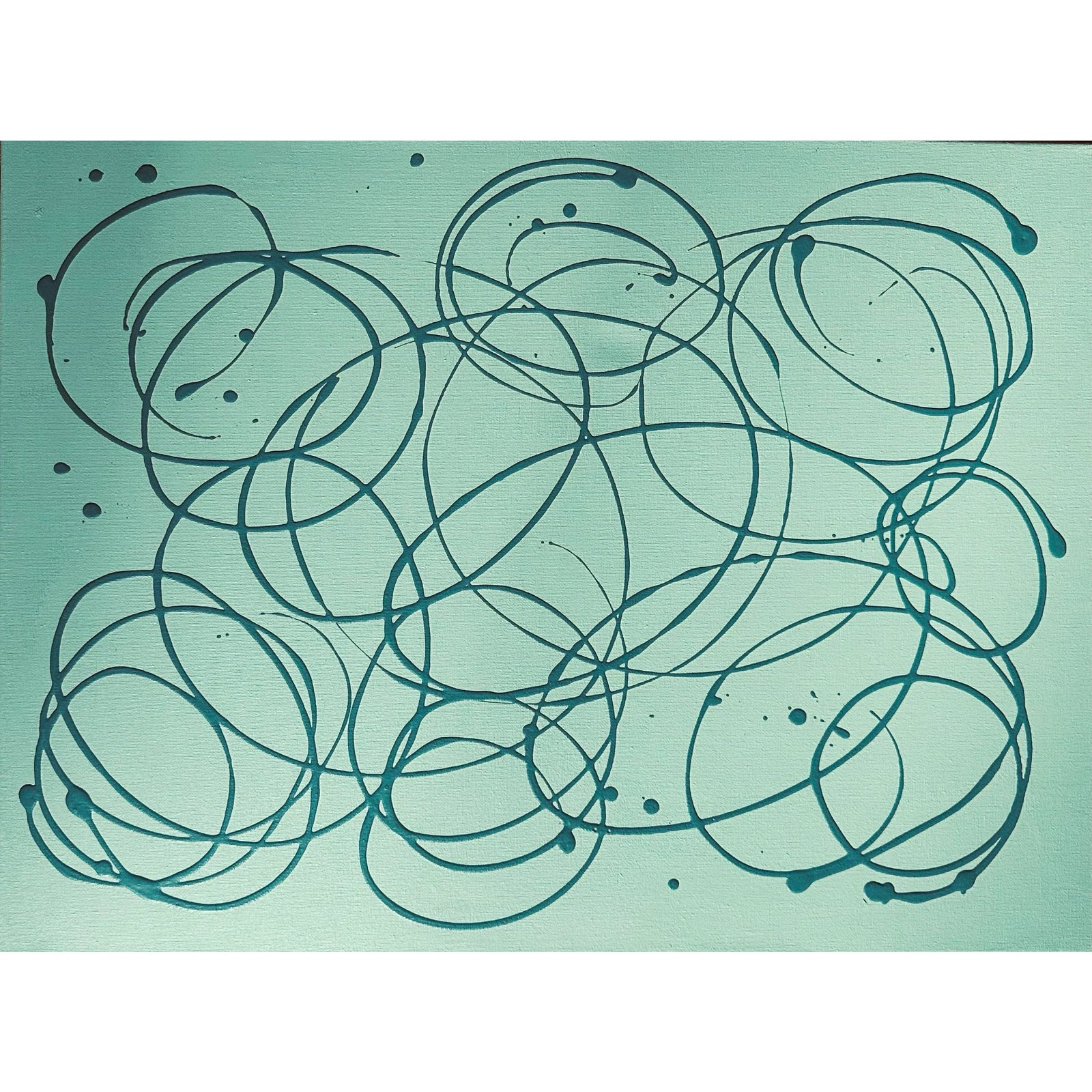 Erin Simon Original “Imperfections” in Greens Canvas Painting | Chairish