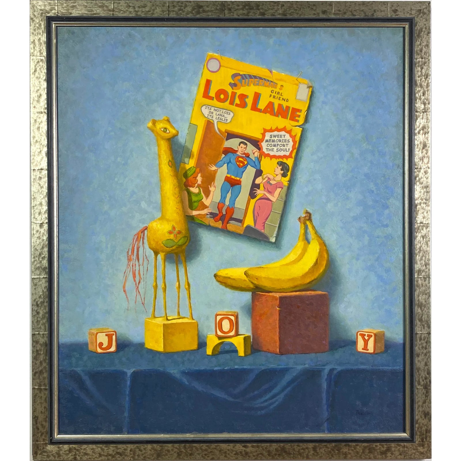 1980s "Ode to Boy" Still Life Oil Painting by Warren Prindle, Framed ...